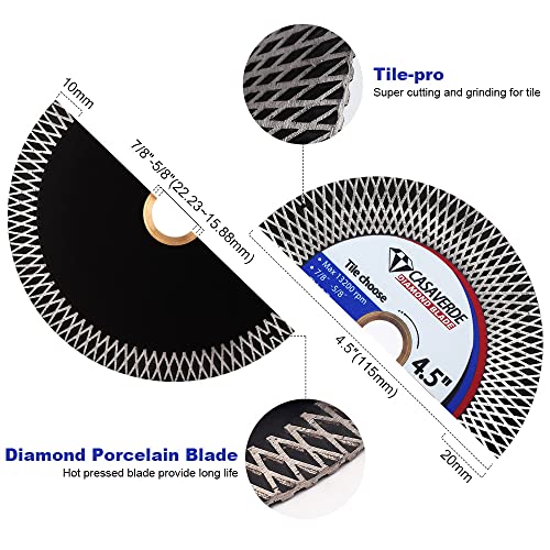 4.5" Super Tile Blade Diamond Cutting Blade for Cutting and Grinding Granite Marble Porcelain Tile