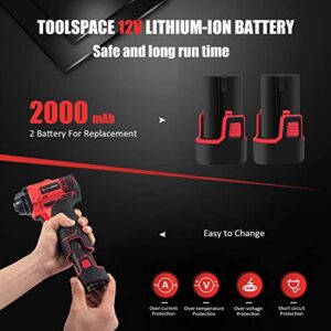 TOOLSPACE 12V Cordless Buffer Polisher, 3" Mini Car Detailing Buffer & Sander Machine Kit with 2 Li-Ion Batteries, 46pcs Variable Speed Trigger for Auto/DIY Polishing/Sanding/Waxing