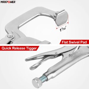 MAXPOWER Bench Clamp 11-inch, Welding Table Mount Locking C-Clamps, Pack of 2