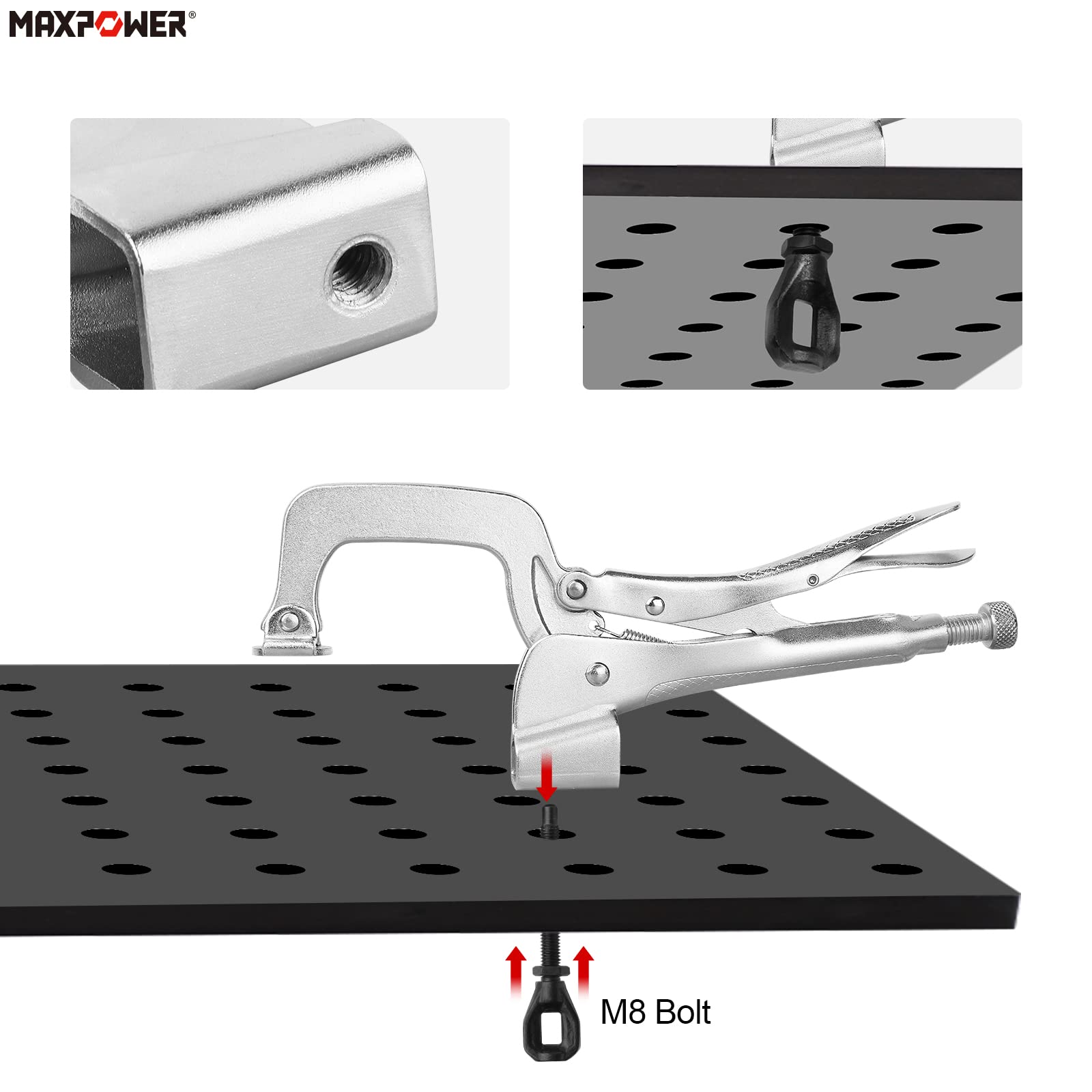 MAXPOWER Bench Clamp 11-inch, Welding Table Mount Locking C-Clamps, Pack of 2