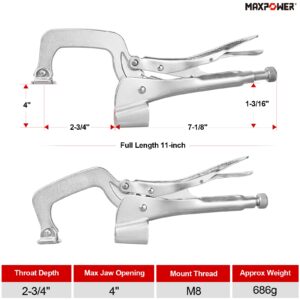 MAXPOWER Bench Clamp 11-inch, Welding Table Mount Locking C-Clamps, Pack of 2