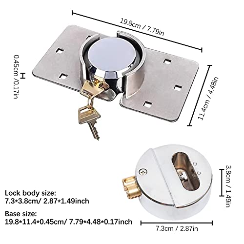 BJTDLLX 2pcs Van Door Lock & Hasp Set, Hidden Shackle Garage Shed Door Master Lock Security Padlock, Heavy Duty Steel Trailer Door Lock Cargo Van Lock Hasp Padlock Kit 73mm with 2Locks and 4Keys