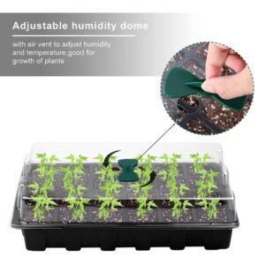 Elcoho 8 Pack 192 Cells Seed Starter Tray Kit Seedling Tray Propagator Plant Grow Tray with Humidity Dome and Base Plastic Planter for Greenhouse Germination Starter, 24 Cells per Tray, Black