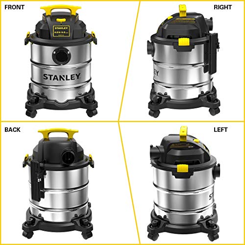 Stanley 6 Gallon Wet Dry Vacuum, 4 Peak HP Stainless Steel 3 in 1 Shop Vacuum with Blower, Multifunctional Vacuum Cleaner for Home, Jobsite, Garage, Basement, Model: SL18116