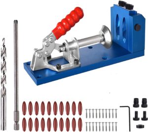 pocket hole jig kit tool for carpentry positioner pocket dowel hole jig system set with drill bit square driver screws 48 pcs aluminum woodworking punch locator kit