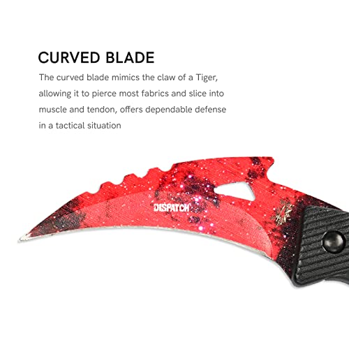 Dispatch Karambit Knife Fixed Blade Tactical Camping Tool, Outdoor Hunting Knife with Sheath and Cord, Suitable for Hiking, Adventure, Survival, Collection