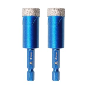 diamond drill bit 16mm,brschnitt 2pcs/pack 5/8 inch diamond hole saw drill bit for porcelain tile ceramic stone granite marble,hex shank dry drilling diamond core drill bit set