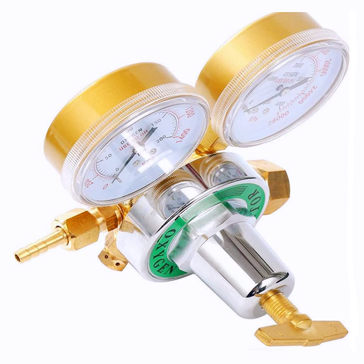 Baotkere Oxygen Regulator Welding Gas Gauges Full Brass Heavy Duty Large Tank Cutting Torch Kit Outlet 0-200PSI Inlet 0-4000PSI CGA 540 (Oxygen Regulator)