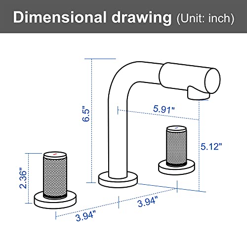 SHAMANDA 8 Inch Widespread Faucet with 360 Degree Swivel Nozzle and Spout, Modern 2 Unique Knob Handles Bathroom Sink Faucet 3 Hole Matte Black, Valve and cUPC Water Supply Hoses Included, LB801-7