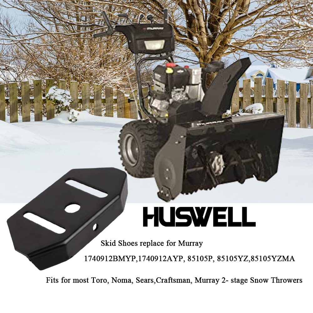 HUSWELL Snowblower Skid Shoes for Murray 1740912BMYP Craftsman Noma Snapper Snowthrower with Mounting Hardware(2 Pack)…