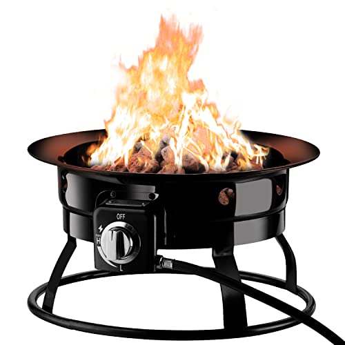 Outdoor Propane Gas Fire Pit,19" and 58,000 BTU Fire Pit Bowl with Self Lgniter, Portable for Camping, Black