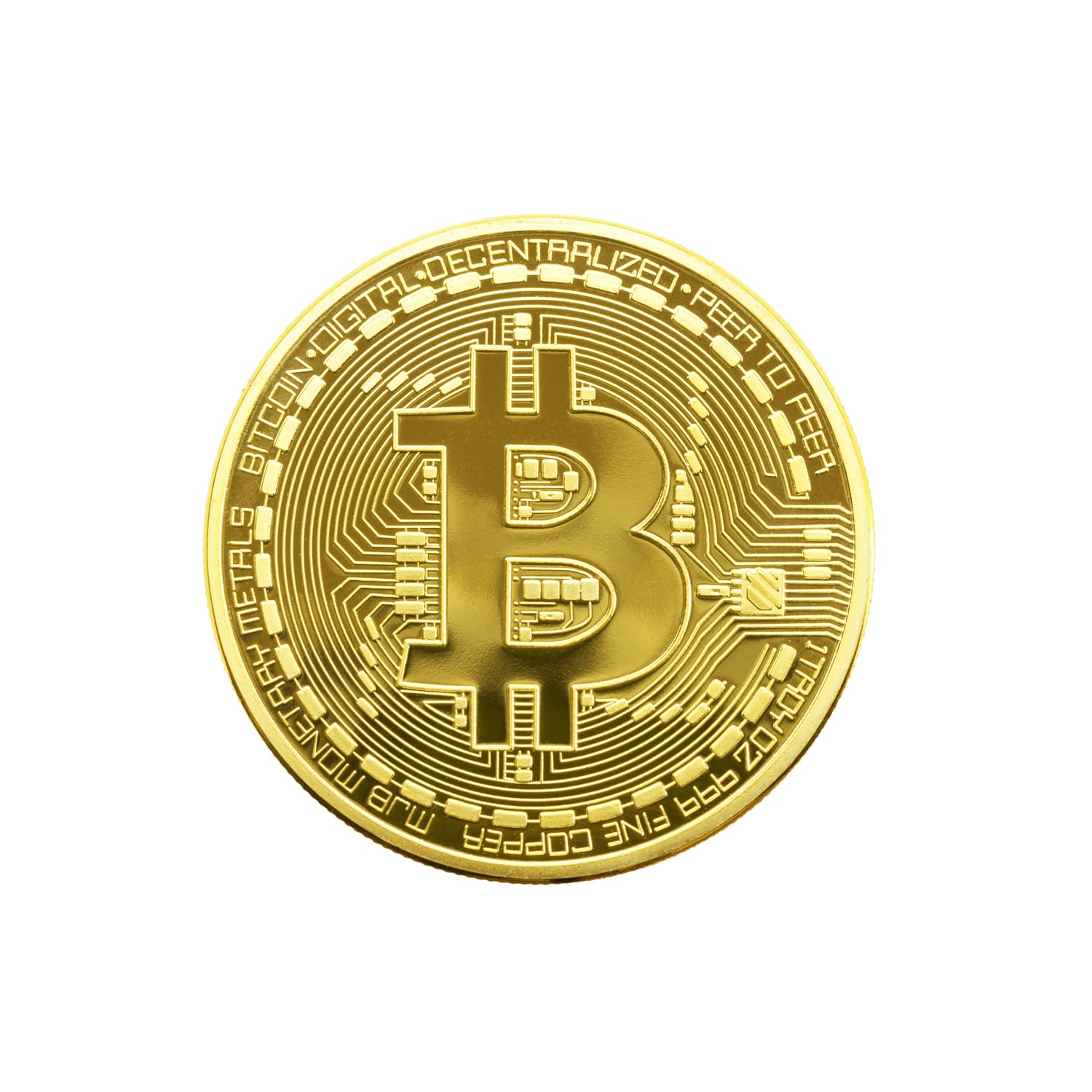 Naturiway 1Pcs Bitcoin Coin, Bitcoin Commemorative Coin 24K Gold Plated, 3mm BTC Cryptocurrency, Collectible Coin with Protective Case, Blockchain Cryptocurrency, Home and Office Decoration