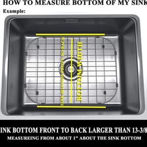 Alonsoo Sink Grid Sink Protectors 26" x 14 1/8" W, Kitchen Sink Grid Centered Drain with Corner Radius 3-1/2", Stainless Steel Sink Rack Kitchen Sink Protector, Sink Bottom Rack