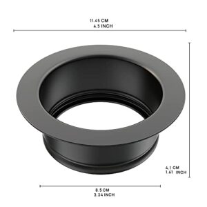 Sink Flange for Garbage Disposal Stainless Steel Fit Universal 3-1/2 Inch Standard Sink Drain Openings Kitchen Sink Garbage Disposal Replacement Accessories (Matte Black)