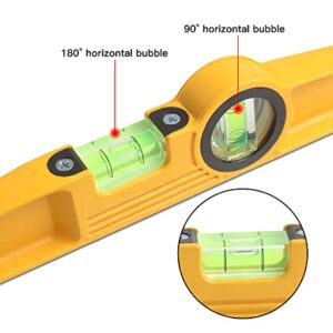 RONGPRO 10 Inch Aluminum Die-Cast Magnetic Torpedo Level, Professional Magnetic Scaffolding Spirit Level, Torpedo Level with Rare Earth Magnet 250MM and Holster