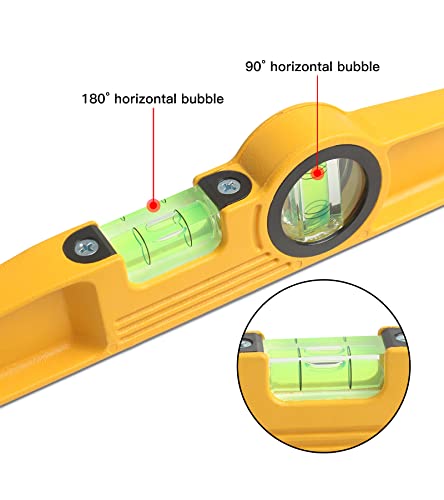 RONGPRO 10 Inch Aluminum Die-Cast Magnetic Torpedo Level, Professional Magnetic Scaffolding Spirit Level, Torpedo Level with Rare Earth Magnet 250MM and Holster