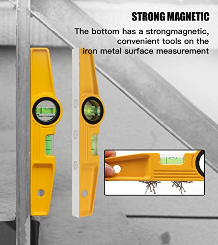 RONGPRO 10 Inch Aluminum Die-Cast Magnetic Torpedo Level, Professional Magnetic Scaffolding Spirit Level, Torpedo Level with Rare Earth Magnet 250MM and Holster