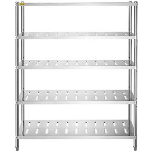 VEVOR Storage Shelf, 5-Tier Storage Shelving Unit, Stainless Steel Garage Shelf, 59.1 x 17.7 x 70.9 inch Heavy Duty Storage Shelving, 661 Lbs Total Capacity with Adjustable Height and Vent Holes