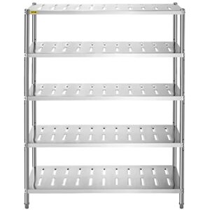 VEVOR Storage Shelf, 5-Tier Storage Shelving Unit, Stainless Steel Garage Shelf, 59.1 x 17.7 x 70.9 inch Heavy Duty Storage Shelving, 661 Lbs Total Capacity with Adjustable Height and Vent Holes