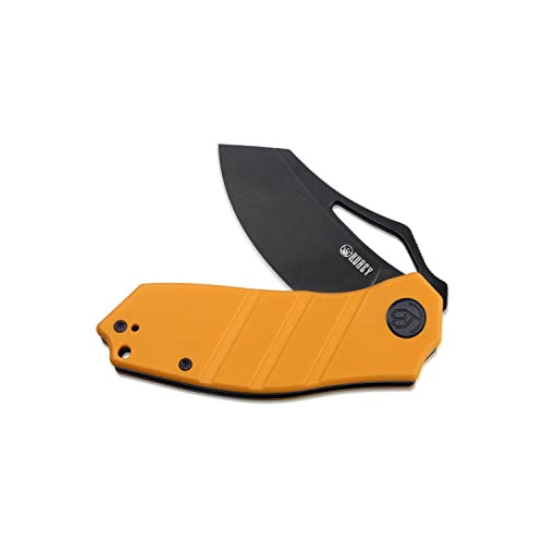 Kubey KU335 Folding Pocket Knife, 2.95 Inch Tanto Plain Blade, G10 Handles Outdoor Camping Hunting Knife with Thumb Hole Open and Reversible Clip, Utility Tool for Men and Women (Yellow)