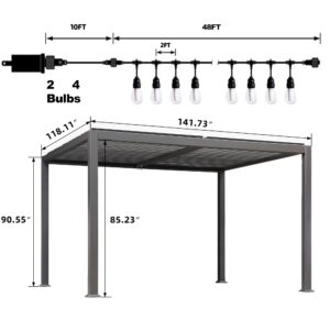 PURPLE LEAF 11.5' × 17.7' Outdoor Louvered Pergola with Adjustable Hardtop Gazebo Sun Shade Patio Aluminum Pergola