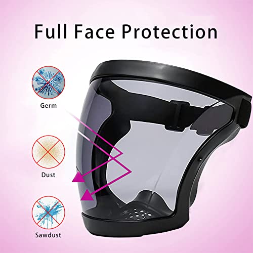 Anti Fog Face Shield Protective Face Shield High-Definition Protective Shields to Protect Eyes, Nose, Mouth, Anti-Sand and Anti-Splash Headgear All-Inclusive Face Protection for Adults（Black Anti-Blue Light)