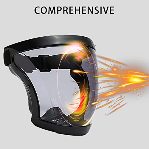 Anti Fog Face Shield Protective Face Shield High-Definition Protective Shields to Protect Eyes, Nose, Mouth, Anti-Sand and Anti-Splash Headgear All-Inclusive Face Protection for Adults（Black Anti-Blue Light)