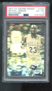 michael jordan card 1991-92 upper deck award winner holograms #aw4 psa 8