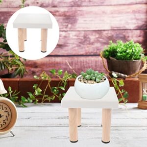 Yardwe 1pc Solid Wood Small Flower Stand Wooden Flower Shelf Garden Plant Pot Riser Succulent Planter Holder Cat Outdoor Planter Stand Bonsai Holder Heavy Office Small Plant Stand White