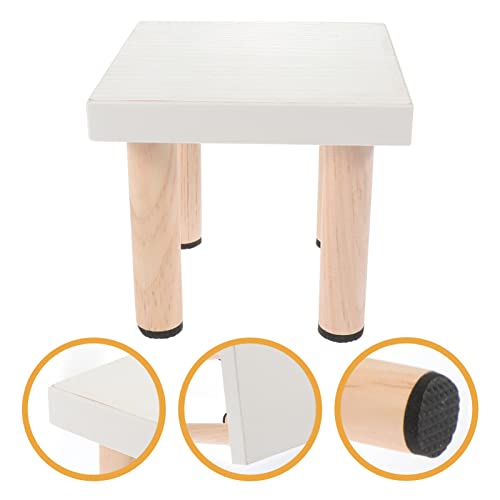 Yardwe 1pc Solid Wood Small Flower Stand Wooden Flower Shelf Garden Plant Pot Riser Succulent Planter Holder Cat Outdoor Planter Stand Bonsai Holder Heavy Office Small Plant Stand White