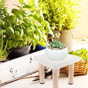 Yardwe 1pc Solid Wood Small Flower Stand Wooden Flower Shelf Garden Plant Pot Riser Succulent Planter Holder Cat Outdoor Planter Stand Bonsai Holder Heavy Office Small Plant Stand White