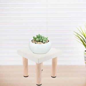 Yardwe 1pc Solid Wood Small Flower Stand Wooden Flower Shelf Garden Plant Pot Riser Succulent Planter Holder Cat Outdoor Planter Stand Bonsai Holder Heavy Office Small Plant Stand White