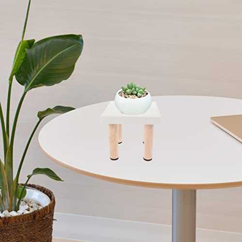 Yardwe 1pc Solid Wood Small Flower Stand Wooden Flower Shelf Garden Plant Pot Riser Succulent Planter Holder Cat Outdoor Planter Stand Bonsai Holder Heavy Office Small Plant Stand White