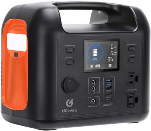 golabs r500 portable power station, 518wh outdoor solar generator lifepo4 battery backup with 500w pure sine wave ac outlet, pd 100w usb c quick charge for cpap camping rv travel emergency orange