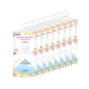 canager hanging moisture absorber, lemon rose moistureproof hanging bag，dehumidifier bag (8 packs) hanging closet dehumidifier bags, moisture absorb 12.5 oz