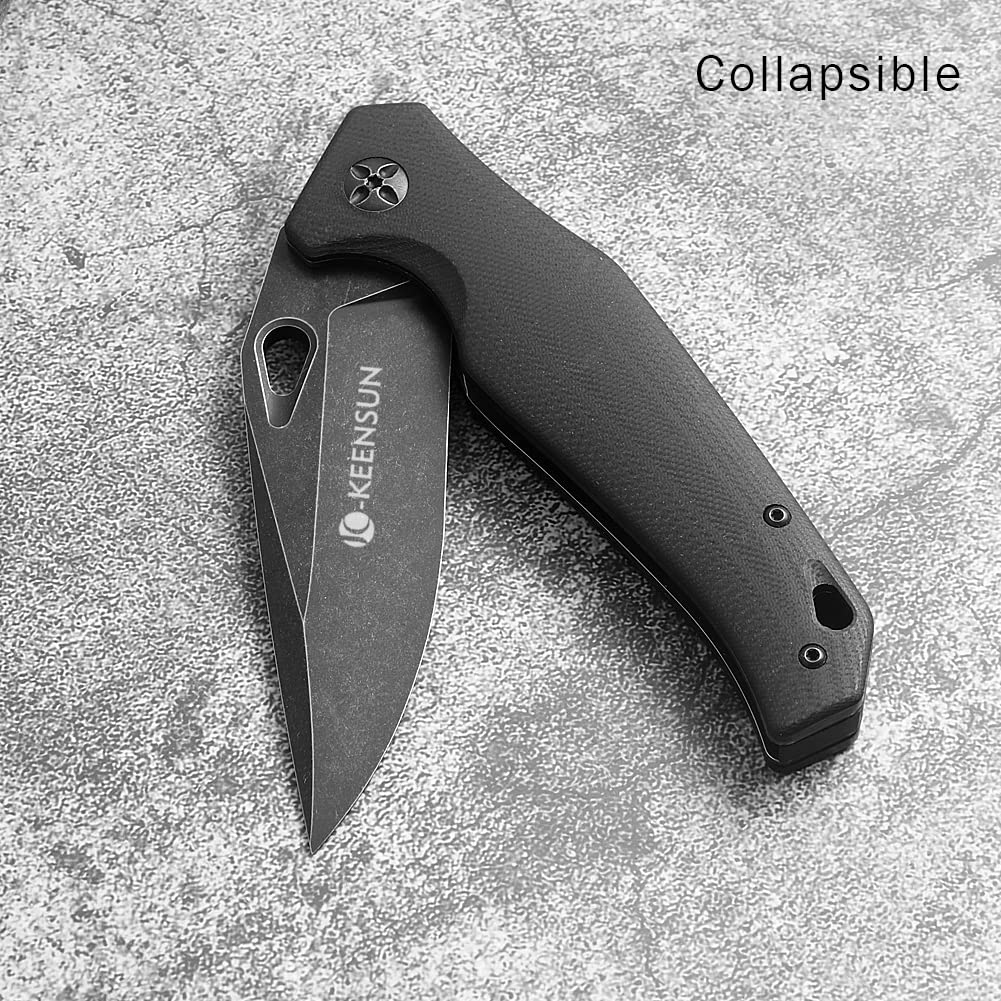 KEENSUN Pocket Folding Knife –Tactical Knife, Hunting Knife, Flipper Knife,EDC Knife.Speed Safe Spring Assisted Opening Knifes with Liner Lock,Thumb stud and Pocketclip.Good for Camping, Hiking, Indoor and Outdoor Activities.