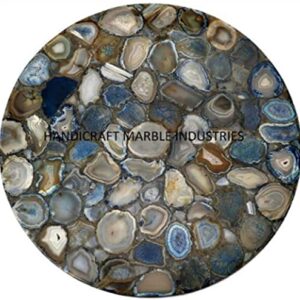 Round Agate Dinning Table 33", Round Coffee Table, Agate Table Top, Agate Coffee Table, Agate Side Table, Grey Agate Geode Table, Turkish Agate