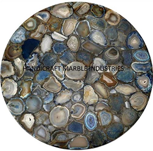 Round Agate Dinning Table 33", Round Coffee Table, Agate Table Top, Agate Coffee Table, Agate Side Table, Grey Agate Geode Table, Turkish Agate