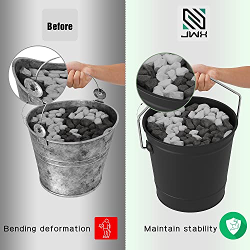 JWX Metal Ash Bucket and Shovel Set - 5.2 Gallon Galvanized Coal Bucket with Heat-Resistant Gloves and Reinforced Base -for Indoor and Outdoor & Use Upgrade Your Fire Pit Experience