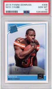 graded 2018 panini donruss nick chubb #308 rookie rc football card psa 10 gem mint