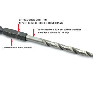 FTG USA Wood Countersink Drill Bit Set 5 Sizes Set Countersink #4, 6, 8, 10, 12 Tapered Drill Bits with Hex Shank Countersink bit, 2 Stop Collar, 1 Allen Wrench, 6 Storage Containers