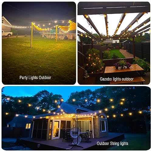 100FT Outdoor Globe String Lights LED Waterproof G40 String Lights Connectable with 52 Shatterproof Bulbs Dimmable Patio Lights String for Bistro Backyard Gazebo Lights