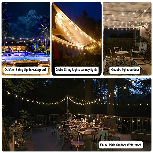 100FT Outdoor Globe String Lights LED Waterproof G40 String Lights Connectable with 52 Shatterproof Bulbs Dimmable Patio Lights String for Bistro Backyard Gazebo Lights