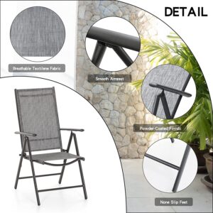 PHI VILLA 9 Piece Patio Dining Set, Outdoor Dining Set with Patio Furniture Table Chairs Set, Adjustable Folding Patio Chairs & Extendable Metal Steel Table for Garden