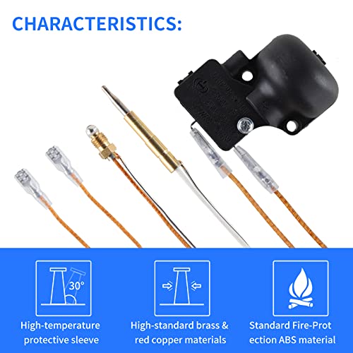 Linstaine Upgraded Patio Heater Dump Switch, Outdoor Propane Gas Heater Repair Part Thermocouple & Tilt Switch Controls Safety Kit, Garden Heater Igiter Replacement Part