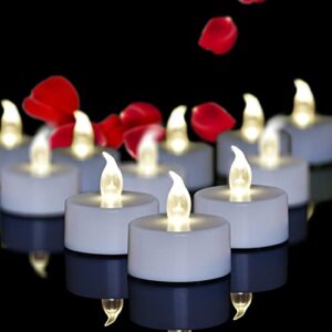 angium 24 pack tea lights candles battery operated, flameless tealights candles last 200+hours, flickering flameless candles in warm white for wedding, party, festival, home, christmas