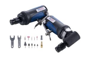 air die grinder, neu pneupacture die grinder set, straight/angle mini die grinder set, with 1/4 and 1/8 inch collets, apply to working in tight spaces