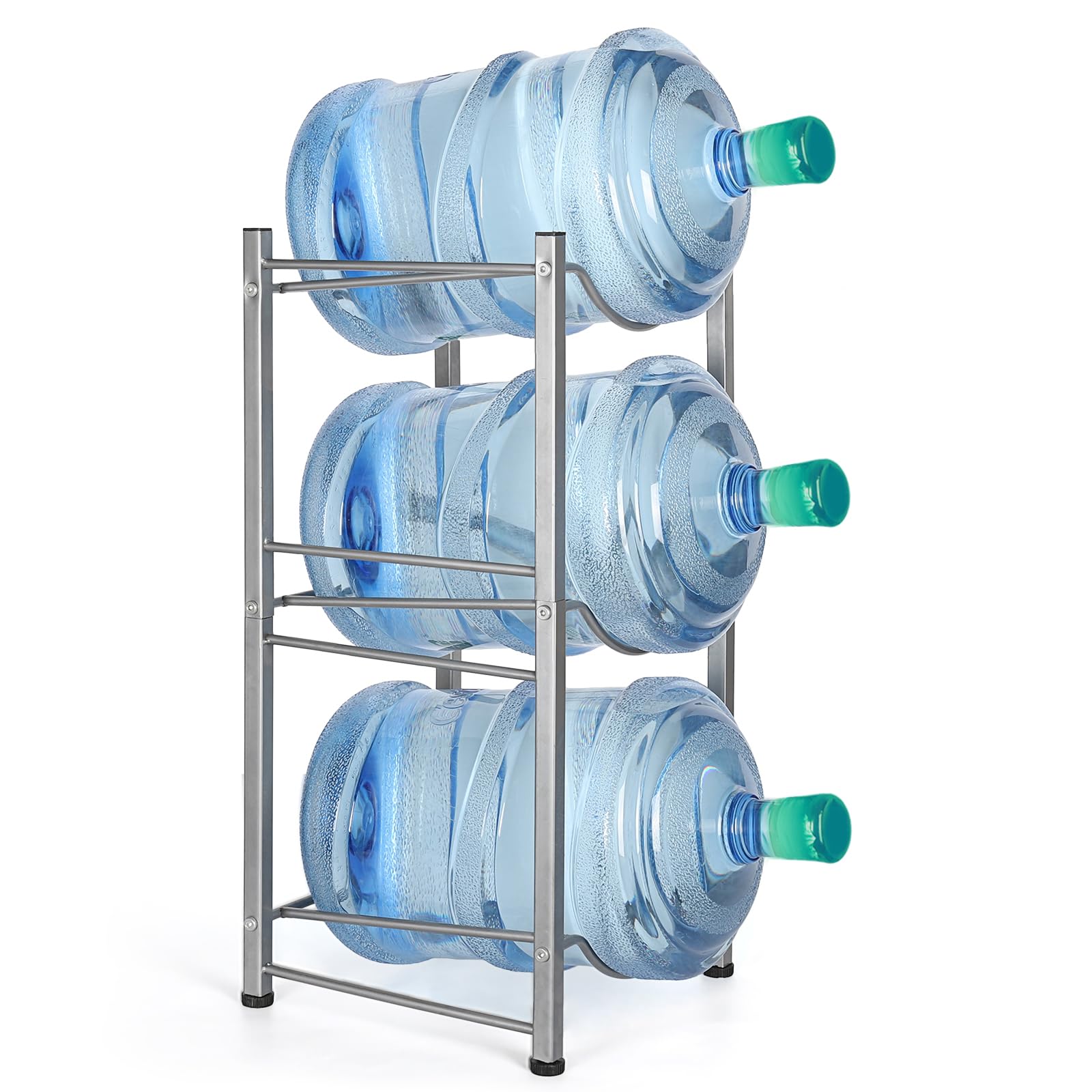 smusei Water Cooler Jug Rack 5 Gallon Water Bottle Holder 3 Tier Heavy Duty Water Jug Rack Kitchen Storage Organizer for Water Dispenser, Save Space, Silver