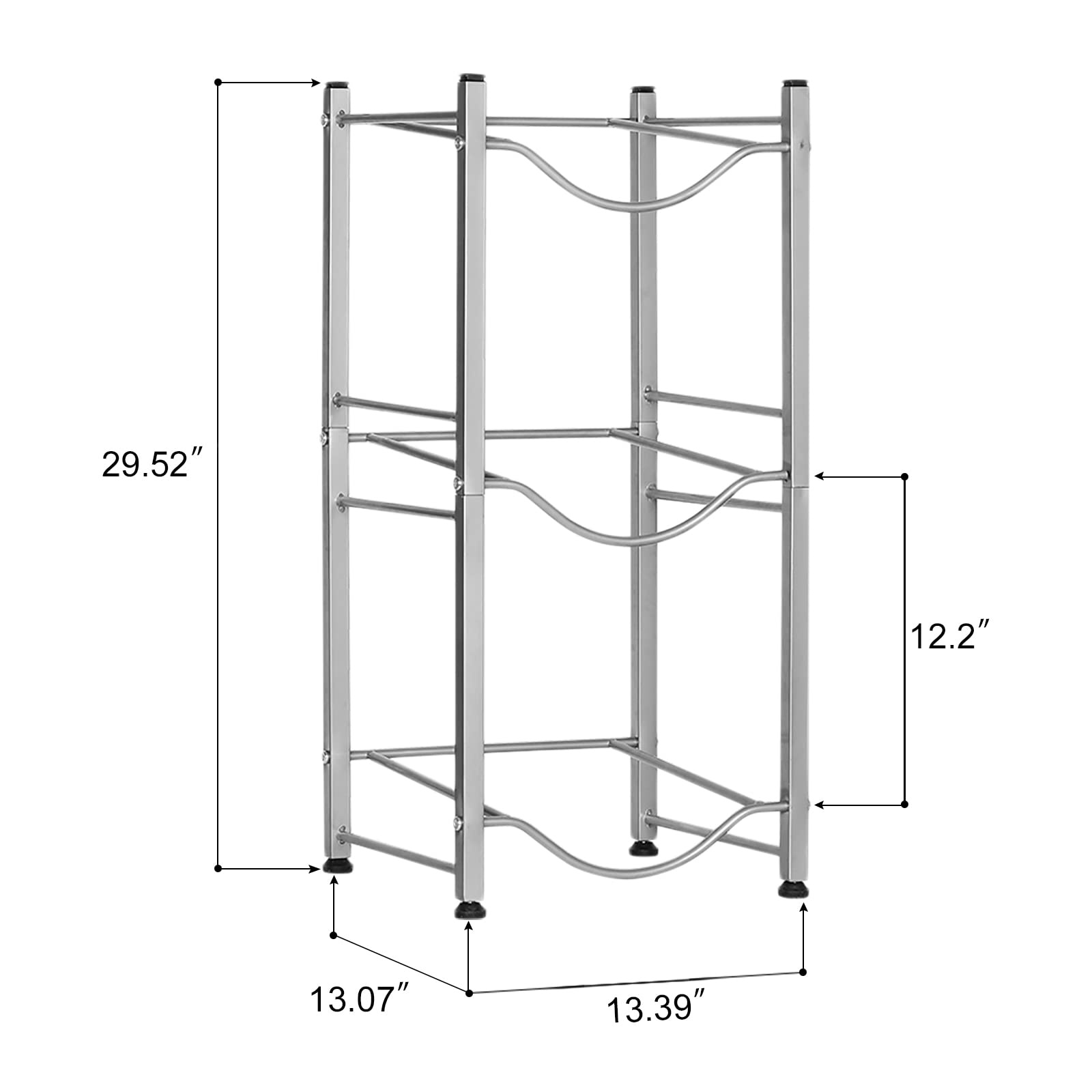 smusei Water Cooler Jug Rack 5 Gallon Water Bottle Holder 3 Tier Heavy Duty Water Jug Rack Kitchen Storage Organizer for Water Dispenser, Save Space, Silver