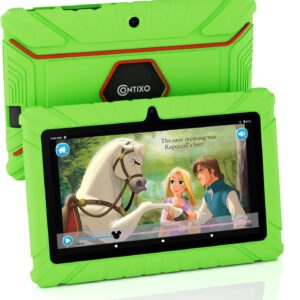 Contixo V8 7” Kids Tablet, 2GB RAM, 32GB Storage, Android 11 GO, Ultimate Learning Tablet for Children with 50+ Disney Storybooks, Kid Proof Protection Case, Green